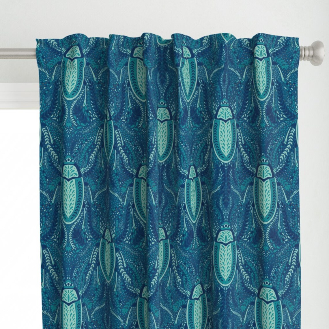 Beetles Curtain Panel Bug Damask by Imagesbycassandra Blue - Etsy