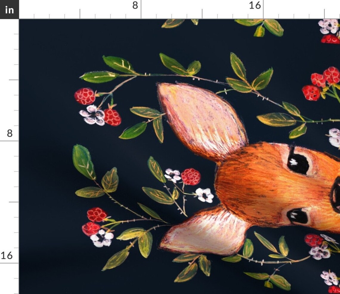 Deer Tea Towel Ozi Es Malna by Potyautas Woodland Berries | Etsy