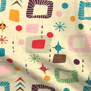 Retro Mod Sheets 1950s Atomic Pattern by Bruxamagica Mid Century Modern 1950s Geometric Cotton ...