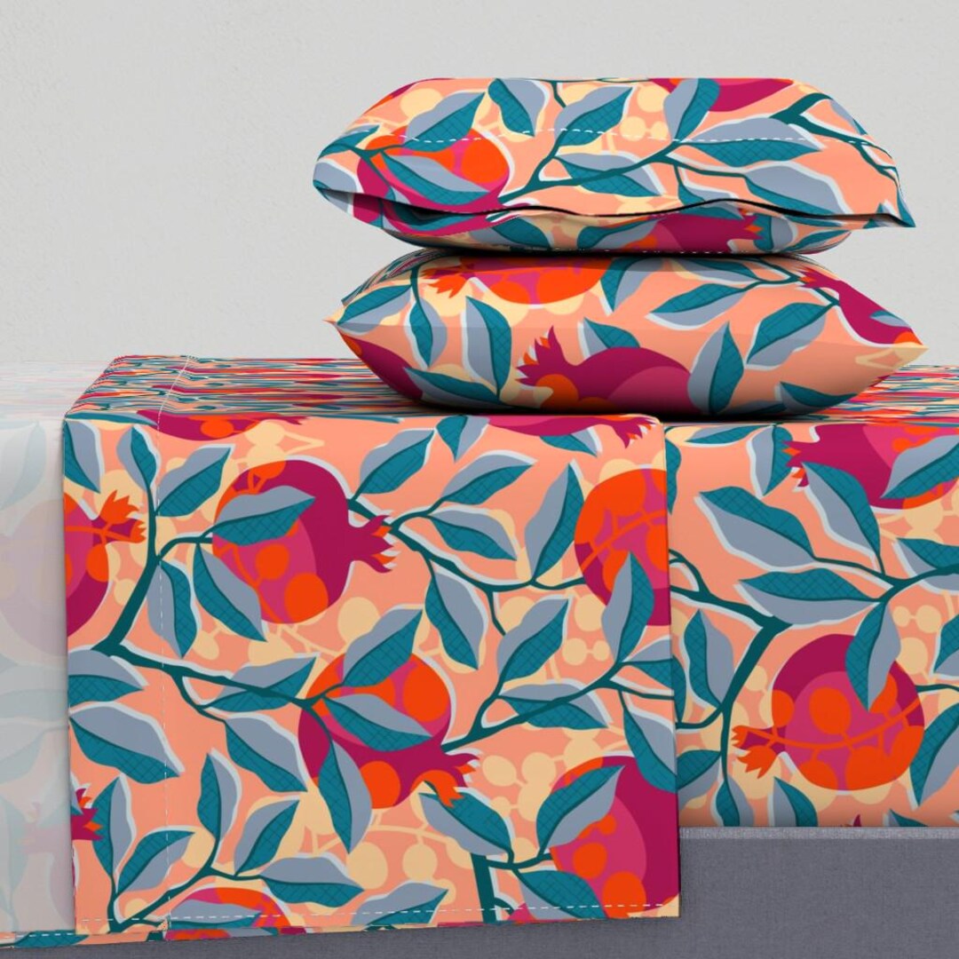Pink Sheets - Retro Pomegranate by Heidi-abeline - Blue Peach Retro ...