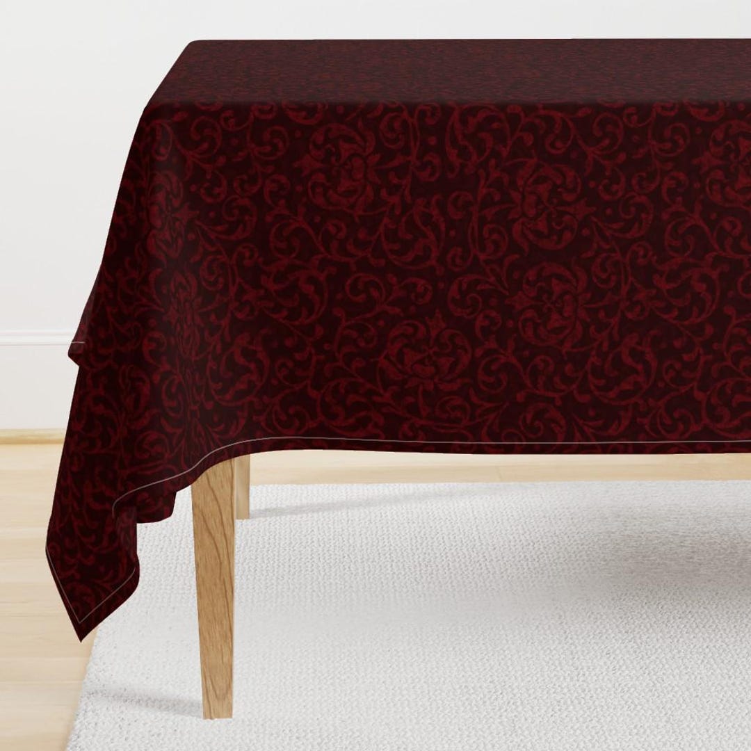 Dark Victorian Tablecloth - Burgundy Tudor Rose by Antiqueimages ...