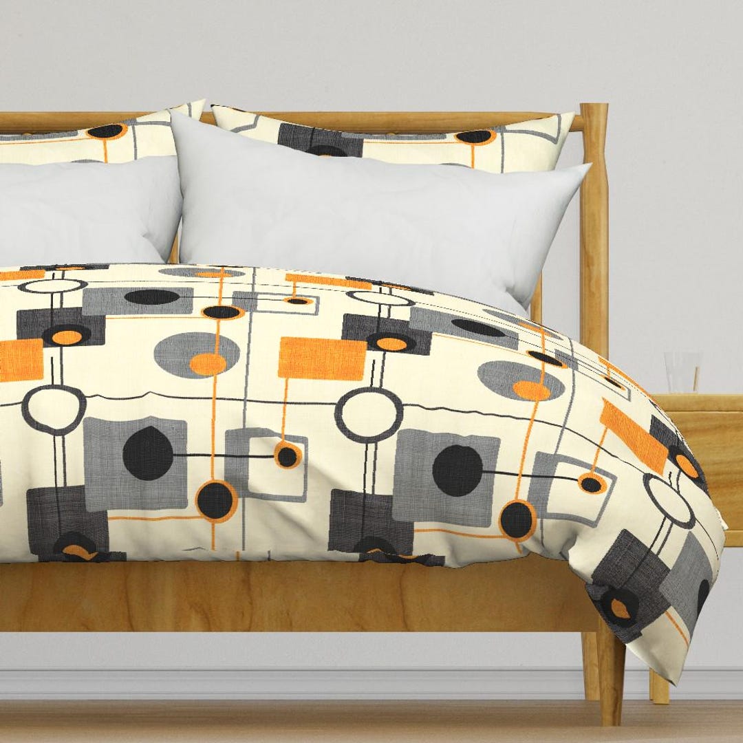 Mod Bedding - Mod Orange and Cream by Chicca_besso - Mid Century Modern ...