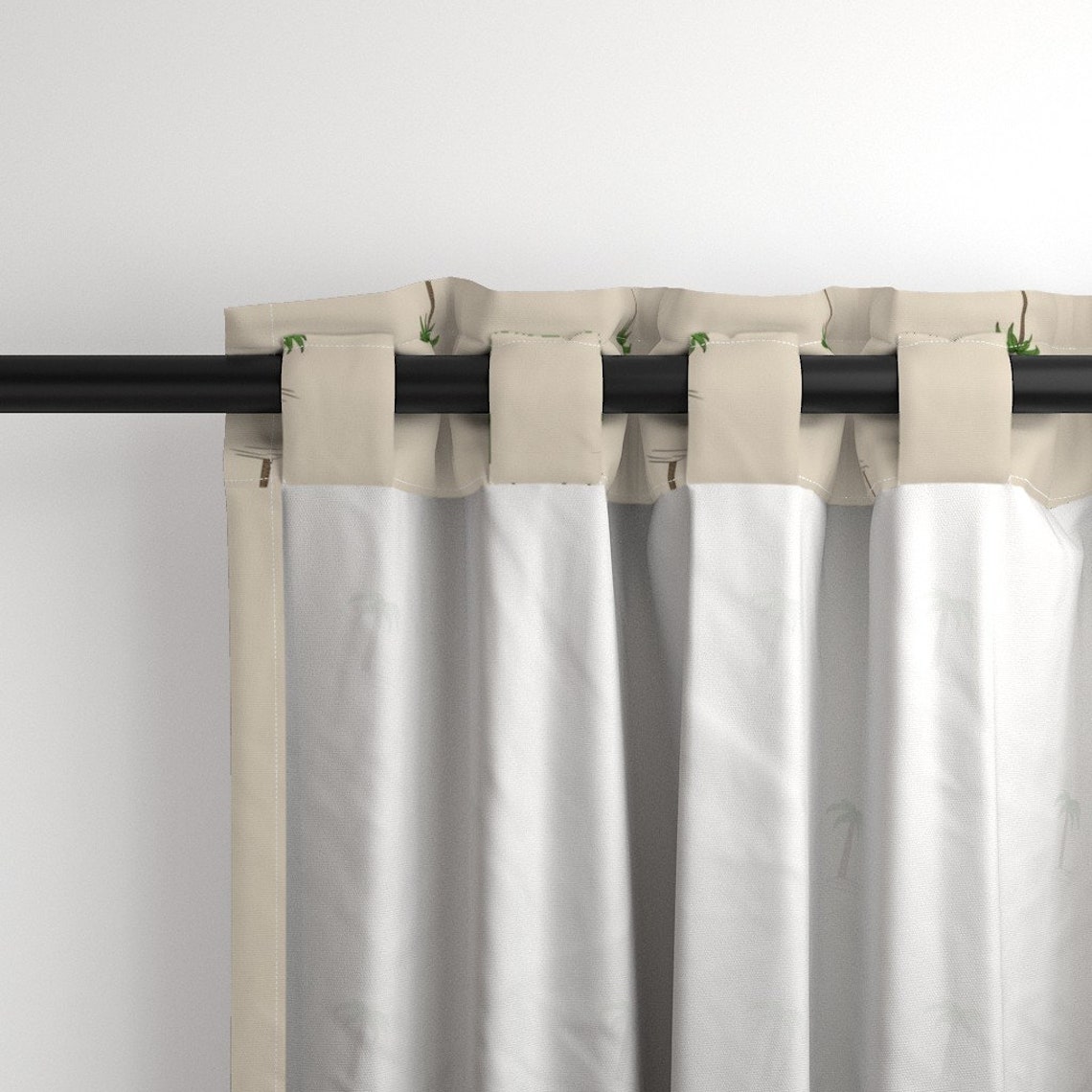 Palm Tree Curtain Panel - Tan Beach Tropical Small Sandy Preppy Coastal ...