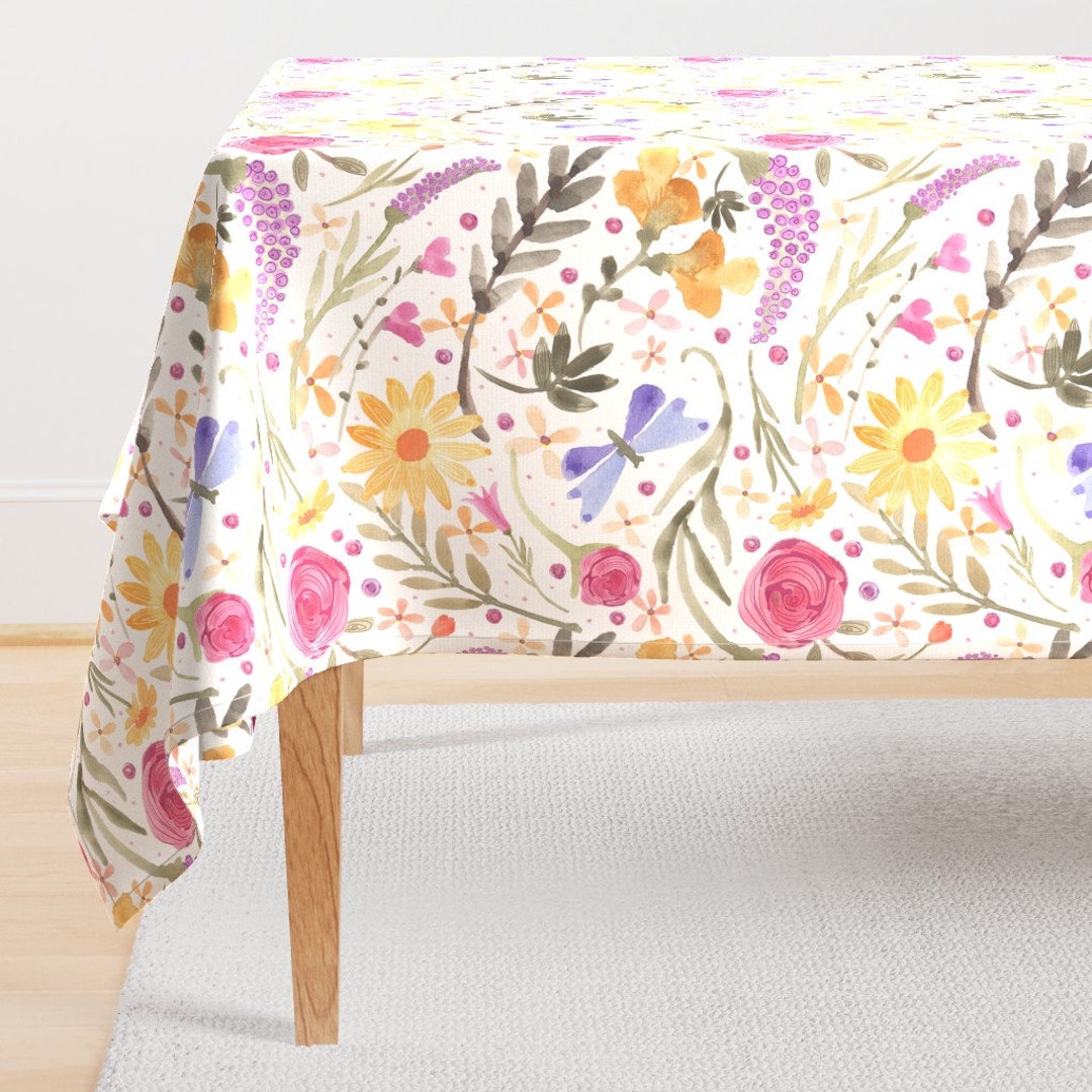 Meadow Tablecloth Wildflowers by Jennifergeldard Spring Floral Vintage ...