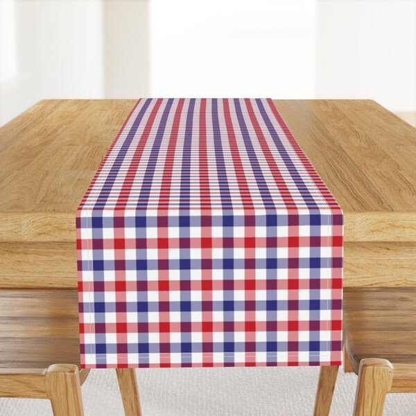 Blue and White Check Table Runner - Etsy