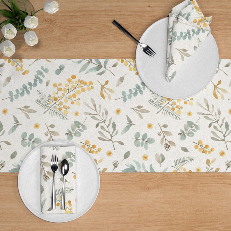 Australian Greenery Table Runner Wattle and Eucalyptus by - Etsy