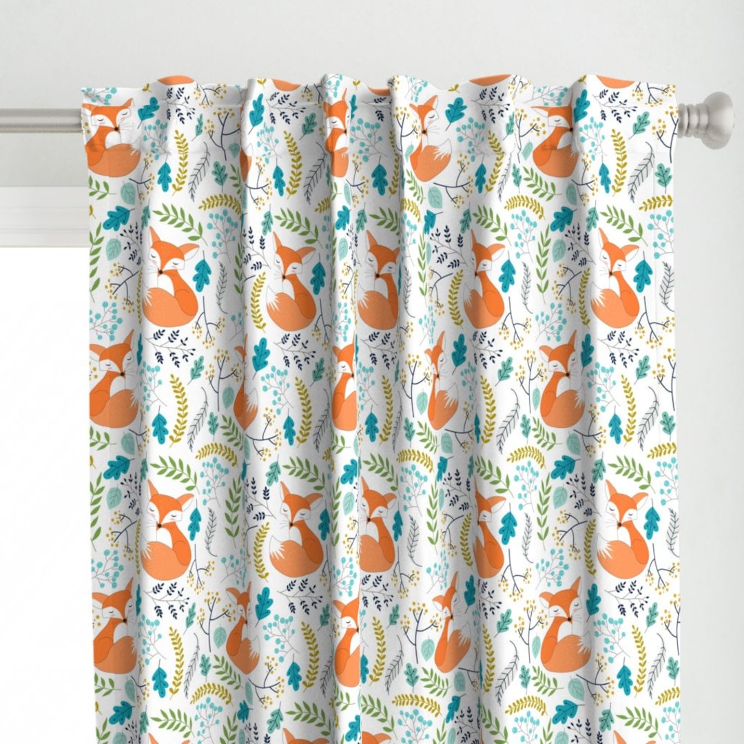 Woodland Animals Curtain Panel Sleepy Foxes by Gingerlous Baby Animals ...