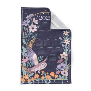 2025 Calendar Tea Towel - Flying Barn Owl by Lifes_peachey - Witchy ...