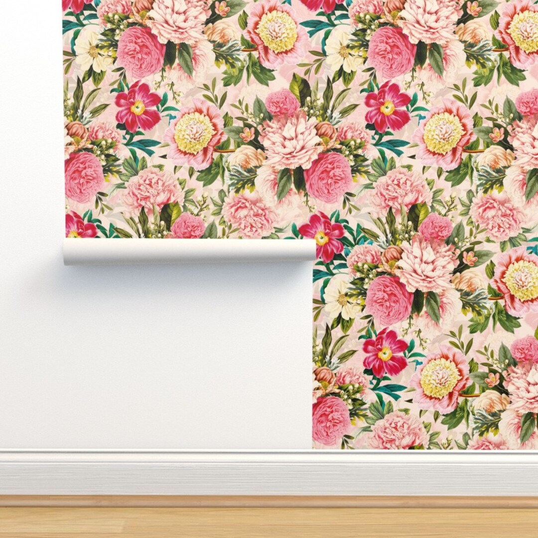 Redoute Peony Non-pasted Wallpaper - Redoute Roses by Utart - Romantic ...