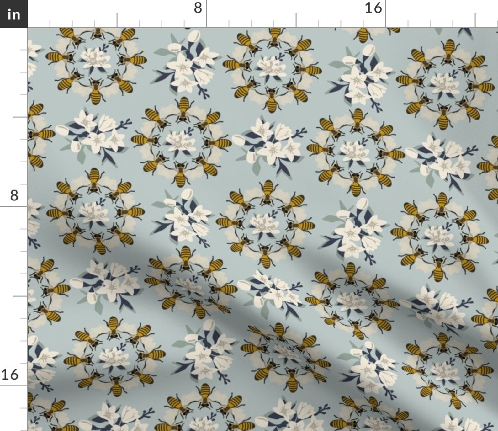 Honeybees Table Runner Bee Medallion Blue by - Etsy