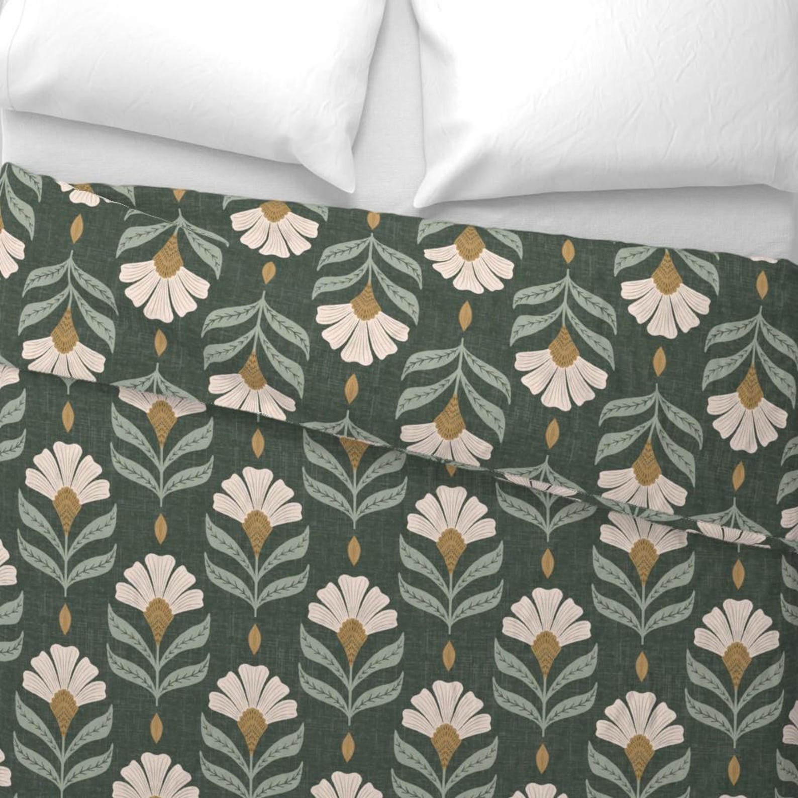 Green Flower Bedding - Rustic Floral Green by Scarlet_soleil - Floral ...