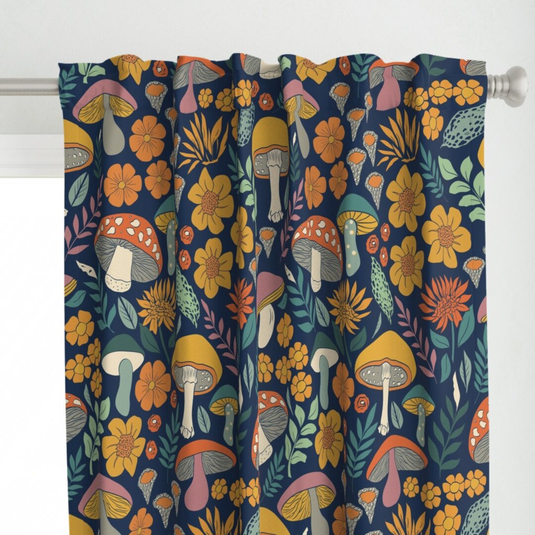 Woodland Mushrooms Curtain Panel Mushroom Magic by Noraostudio ...