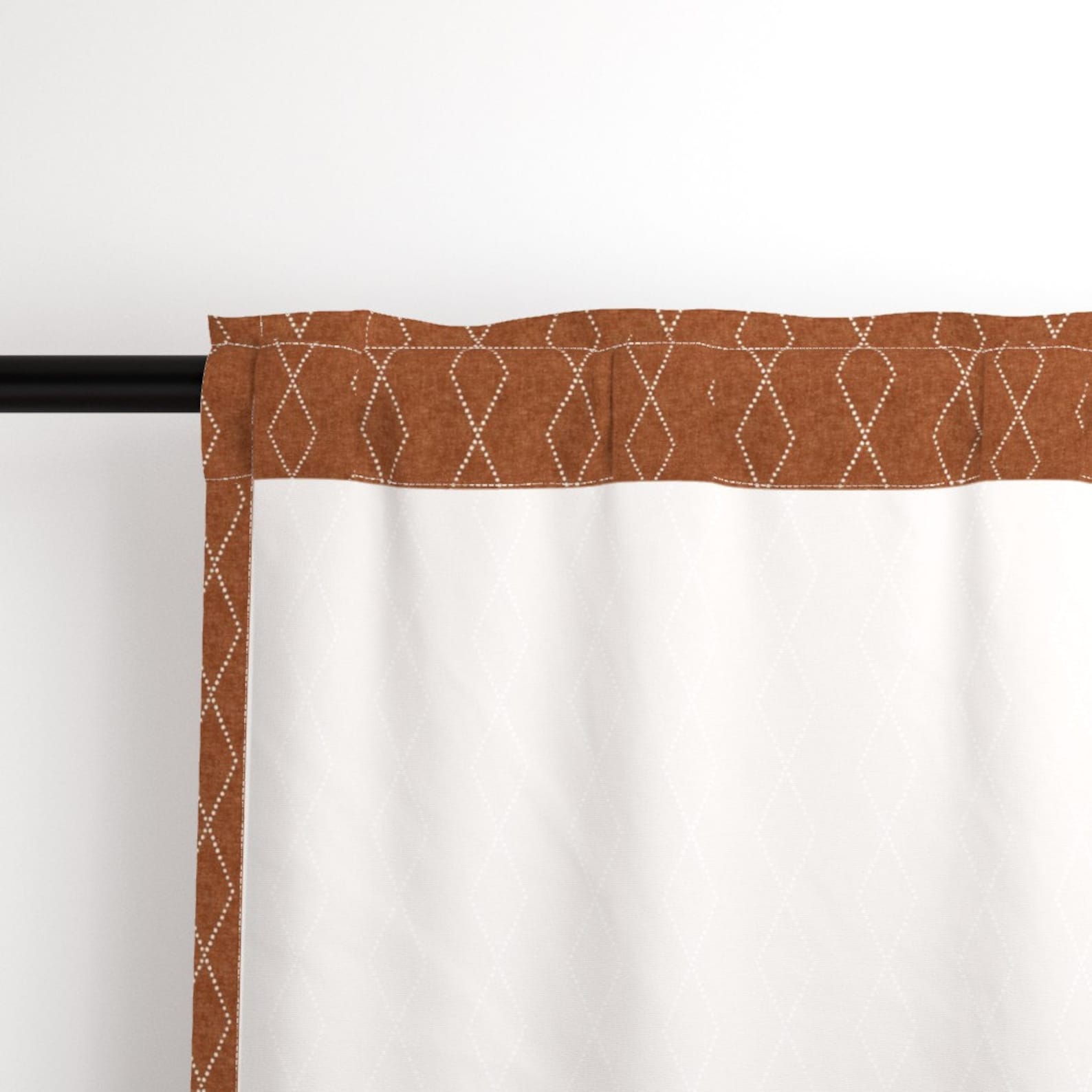 Geometric Diamond Curtain Panel - Rust Burnt Orange Modern Farmhouse ...