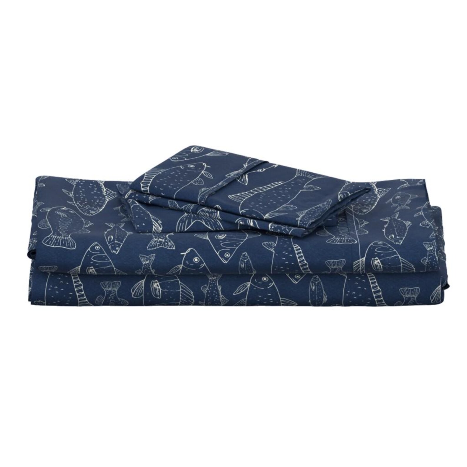 Fish Sheets - Freshwater Fish by Arthousewife - Navy Lake Fishing Carp ...