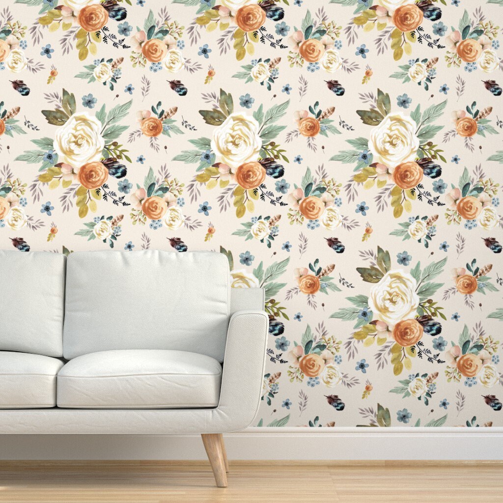 Rustic Floral Commercial Grade Wallpaper Western Autumn - Etsy