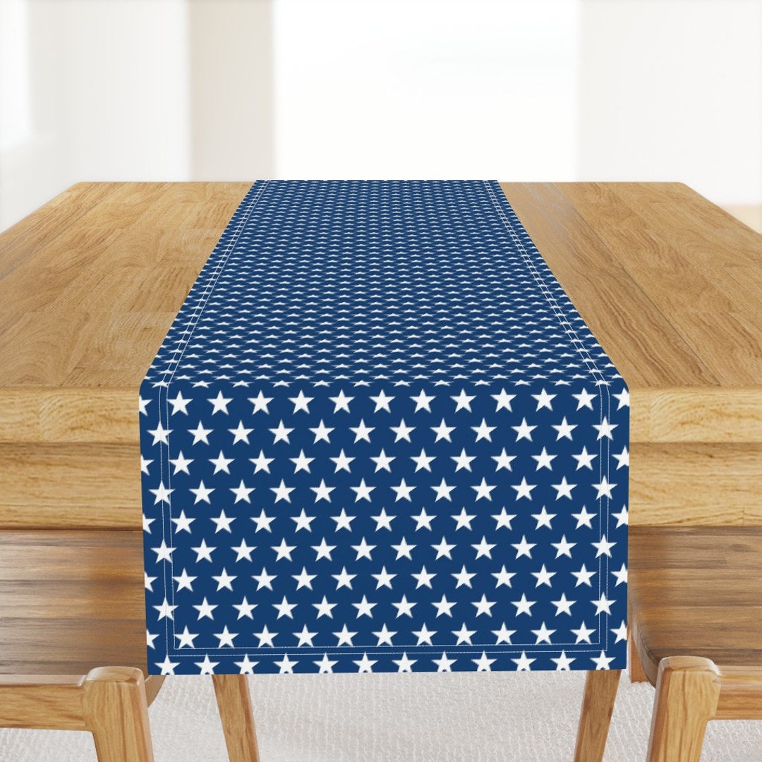 Tiny White Stars Table Runner Stars on Blue by Thinlinetextiles ...