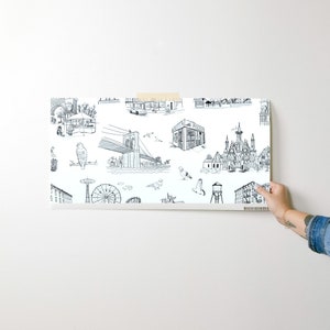 New York City Non-pasted Wallpaper Landmarks Black and White - Brooklyn ...