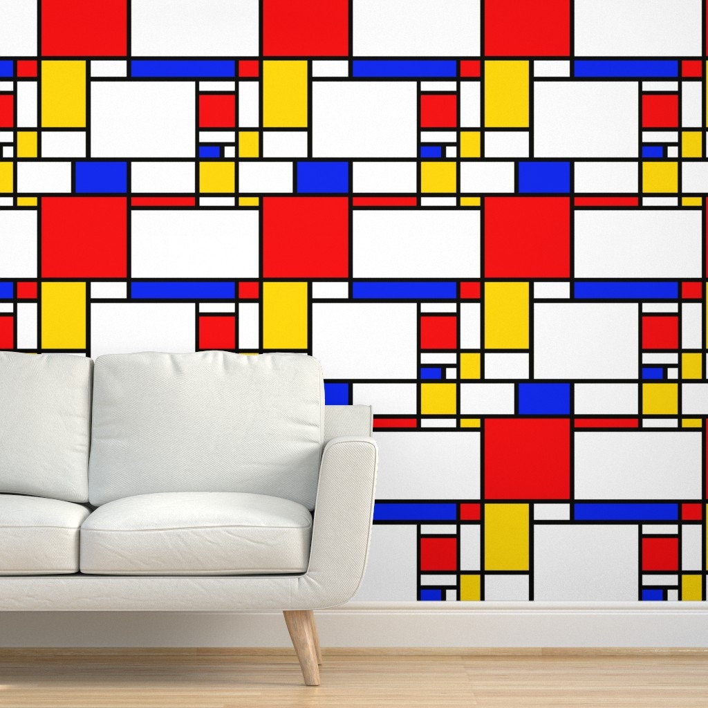 Geometric Commercial Grade Wallpaper Mondrian by - Etsy