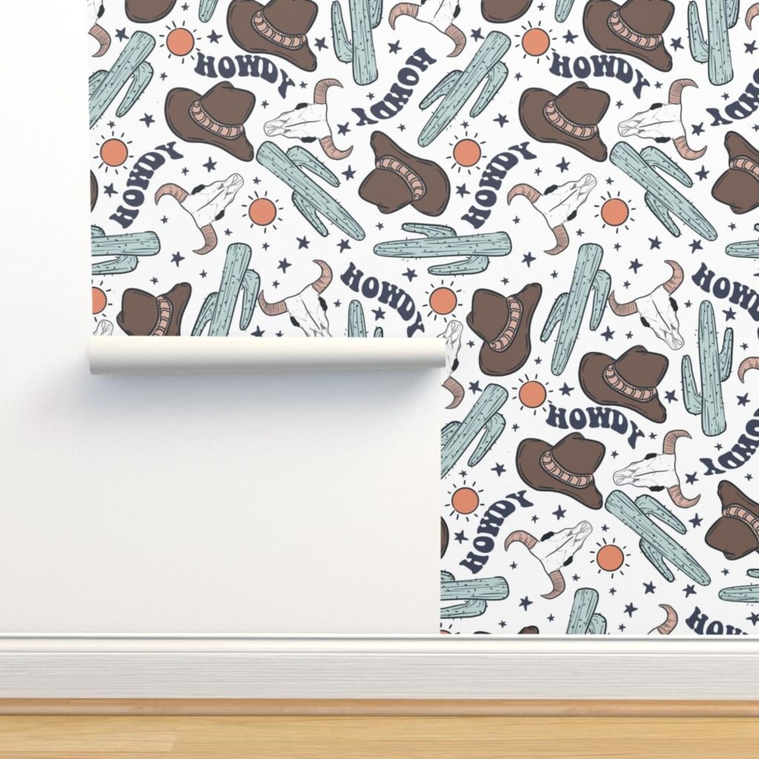 Western Kitsch Non-pasted Wallpaper Cowboy Cowgirl Howdy - Howdy Cowboy ...