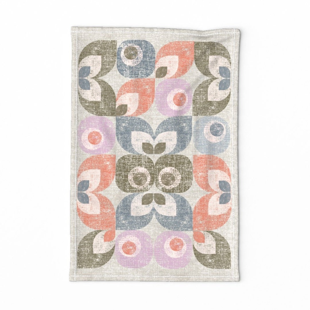 Retro Abstract Tea Towel - Abstract Flowers by Chiara_de_david ...