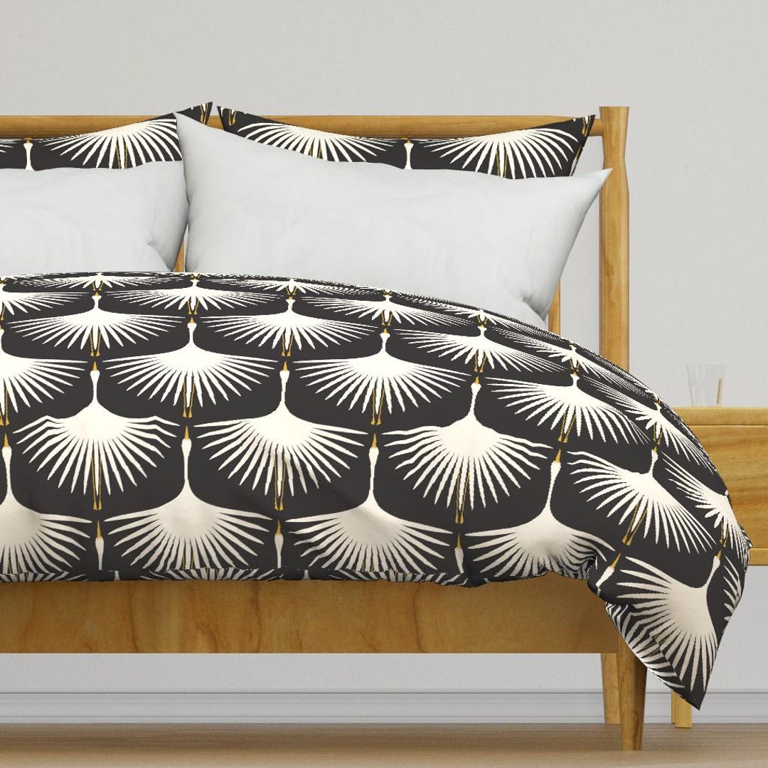 Art Deco Swan Bedding - Art Deco Swan by Katerhees - Cream on Black 12 ...