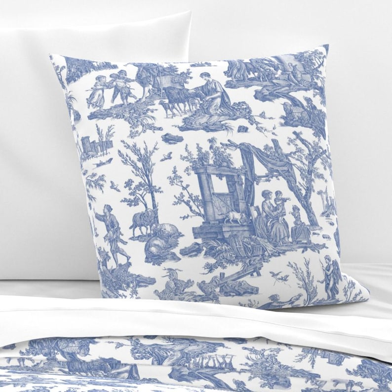 Country Toile Bedding - French Toile in Blue by Pickychicken - Blue ...