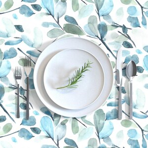 Watercolor Tablecloth - Blue Watercolor Leaves by Sara_swanson_design ...