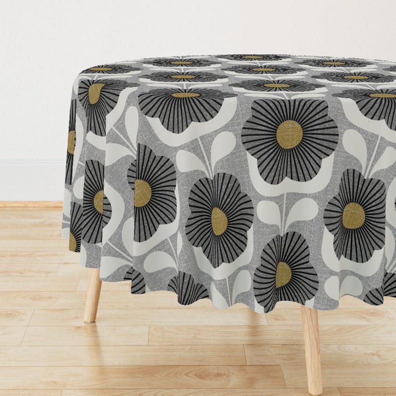 Mod Scandi Flowers Tablecloth - Mod Deco Blooms by Ottomanbrim - Large ...