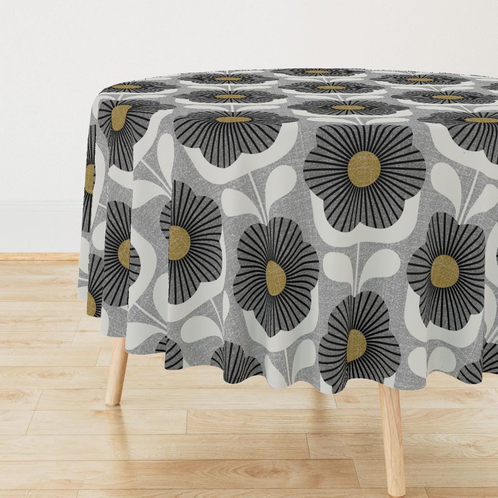 Mod Scandi Flowers Tablecloth - Mod Deco Blooms by Ottomanbrim - Large ...