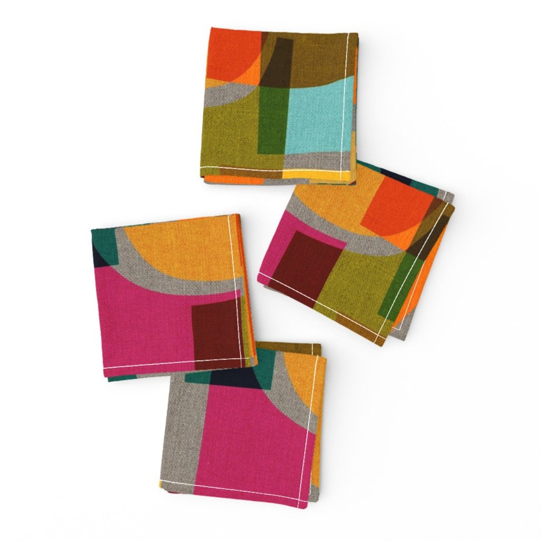 Midcentury Modern Cocktail Napkins set of 4 Kaleidoscope by Ceciliamok ...