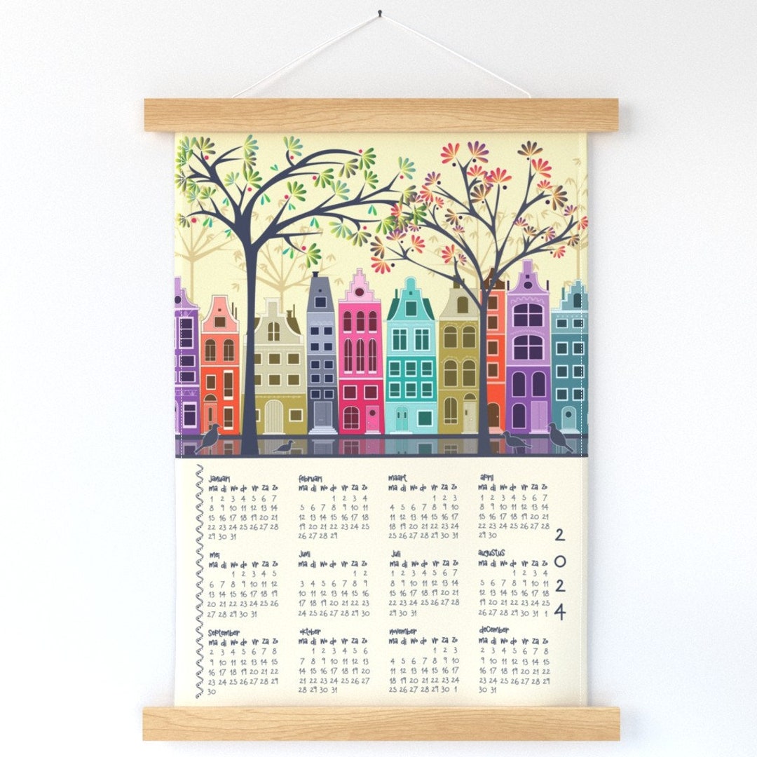 2024 Calendar Wall Hanging Amsterdam Dutch Calendar by Irisandclover ...