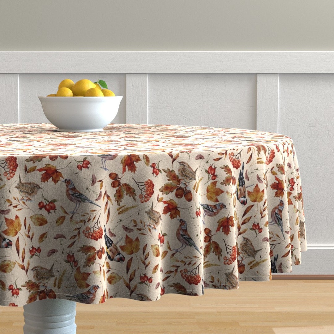 Watercolor Autumn Round Tablecloth Fall Forest by Utart - Etsy