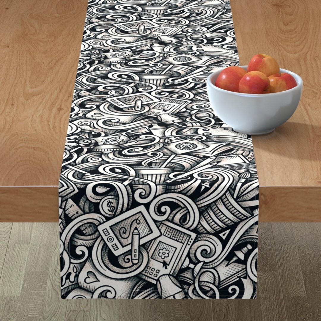 Artist Table Runner Design Graphic Doodle by Balabolka - Etsy