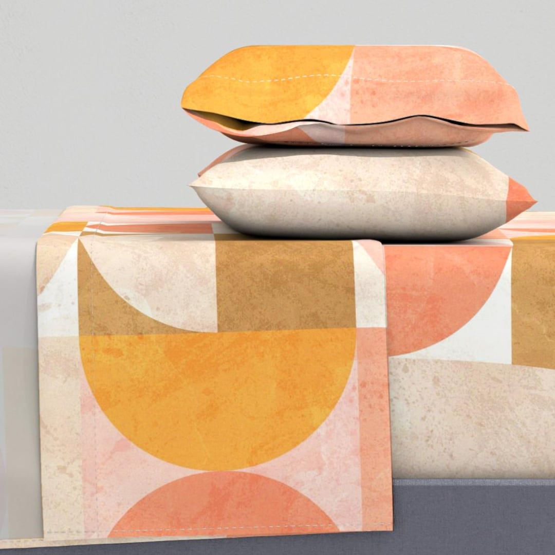 Blush Geometric Sheets - Geo Mid-century by Maeparadise - Warm Colors ...