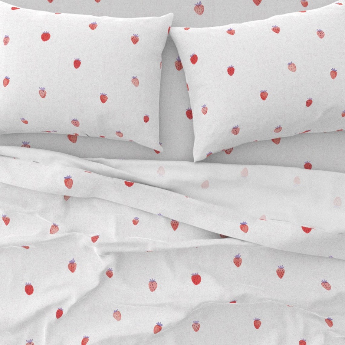 Cottage Strawberries Sheets Watercolor Strawberry by Friztin - Etsy