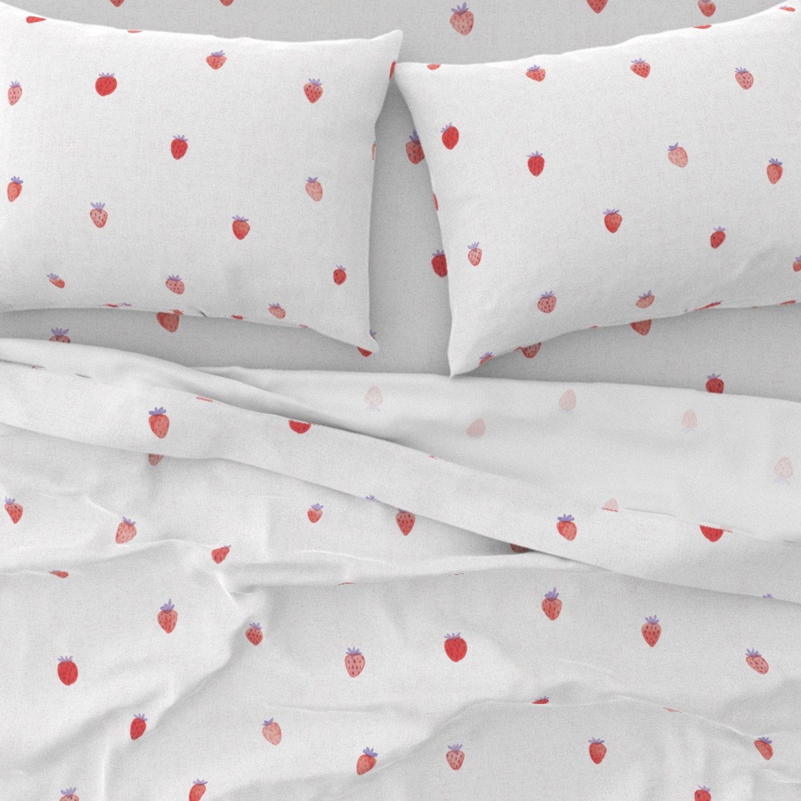 Cottage Strawberries Sheets Watercolor Strawberry by Friztin - Etsy