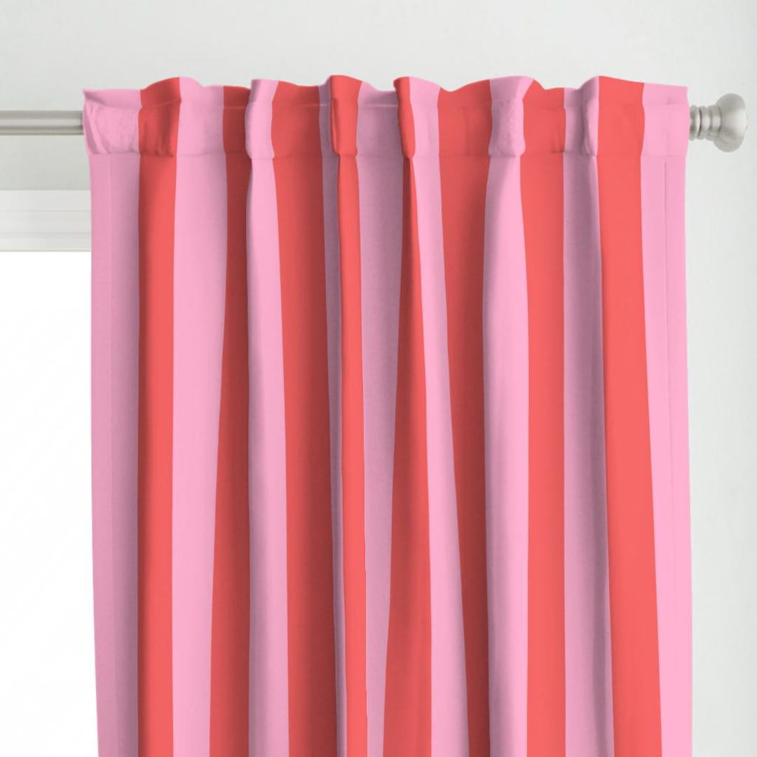 Cabana Stripe Curtain Panel - Candy Pink Large Scale Traditional Bright ...