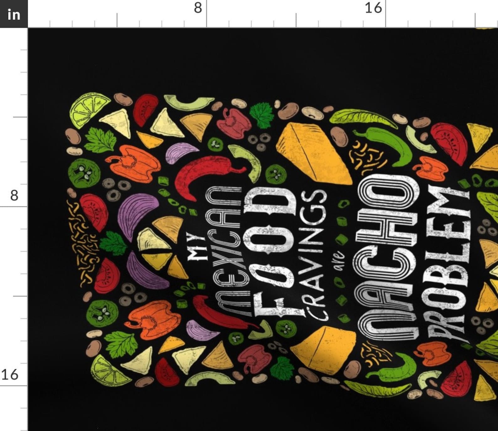 Bright Food Print Tea Towel - Mexican Food Pun by Zirkus_design - Taco ...