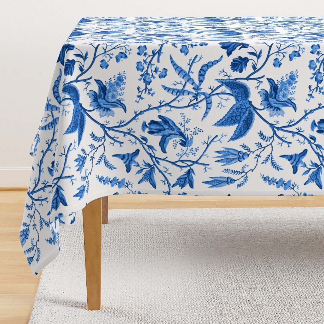 Blue Tablecloth Garden Vines by Willowlanetextiles Toile - Etsy