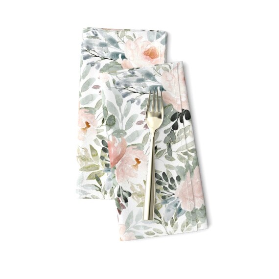 Soft Floral Dinner Napkins set of 2 Spring Dream by | Etsy