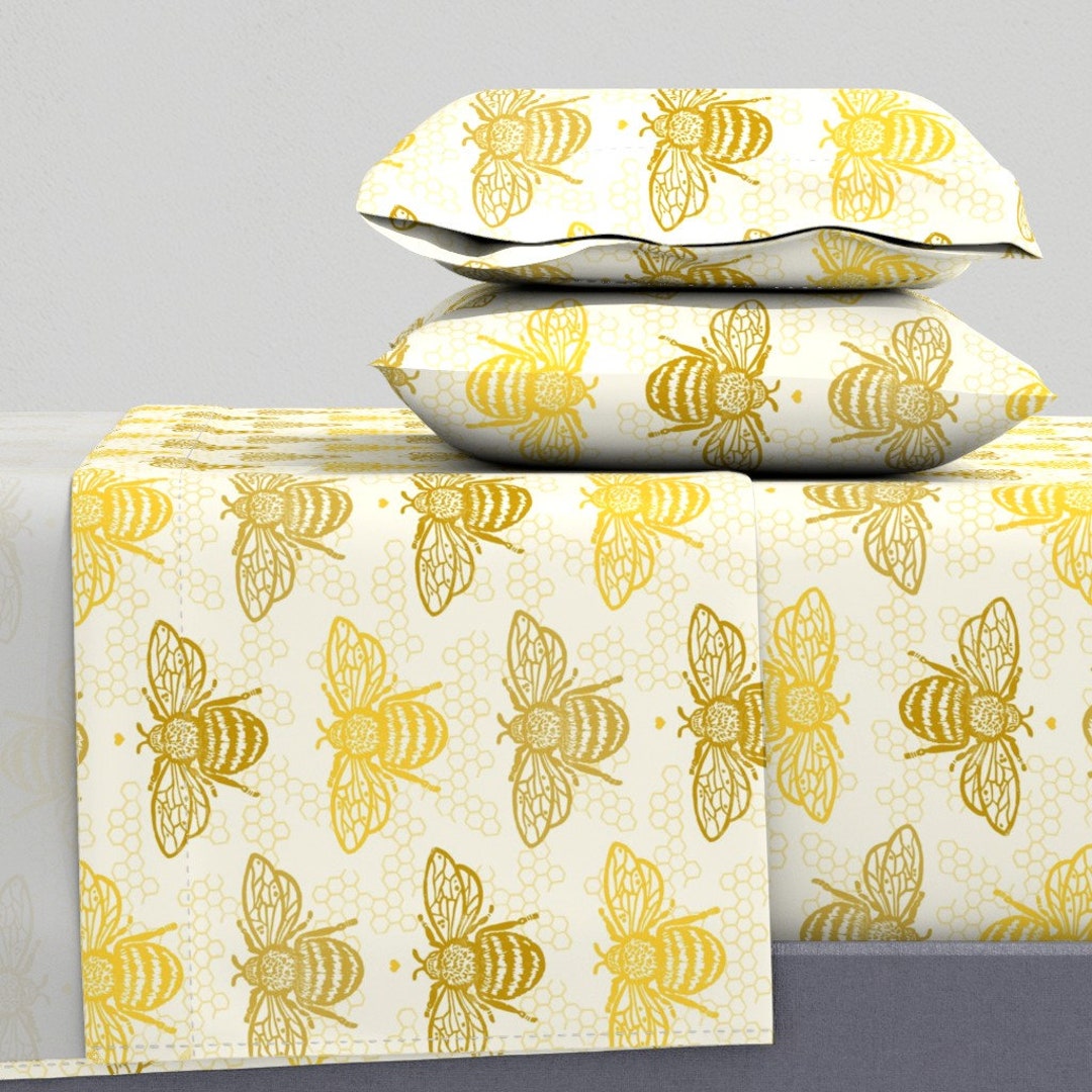 Sweet Bees Sheets Honey Gold by Angelger28 Farmhouse - Etsy