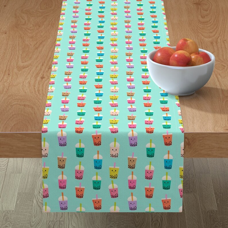 Tea Table Runner Boba Tea Light Greenish by - Etsy