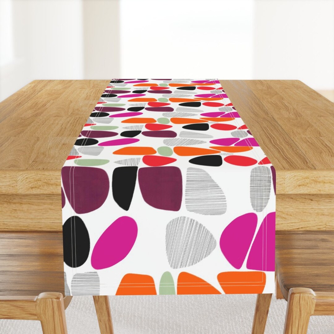 Retro Mod Table Runner 1950 Pebbles Pink Orange Red by Kate_rowley Mid ...