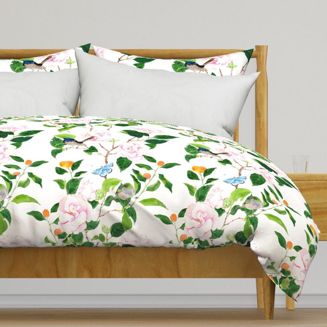 Chinoiserie Bedding - Botanical by Gabbymalpas - Pink Peony Large Scale ...