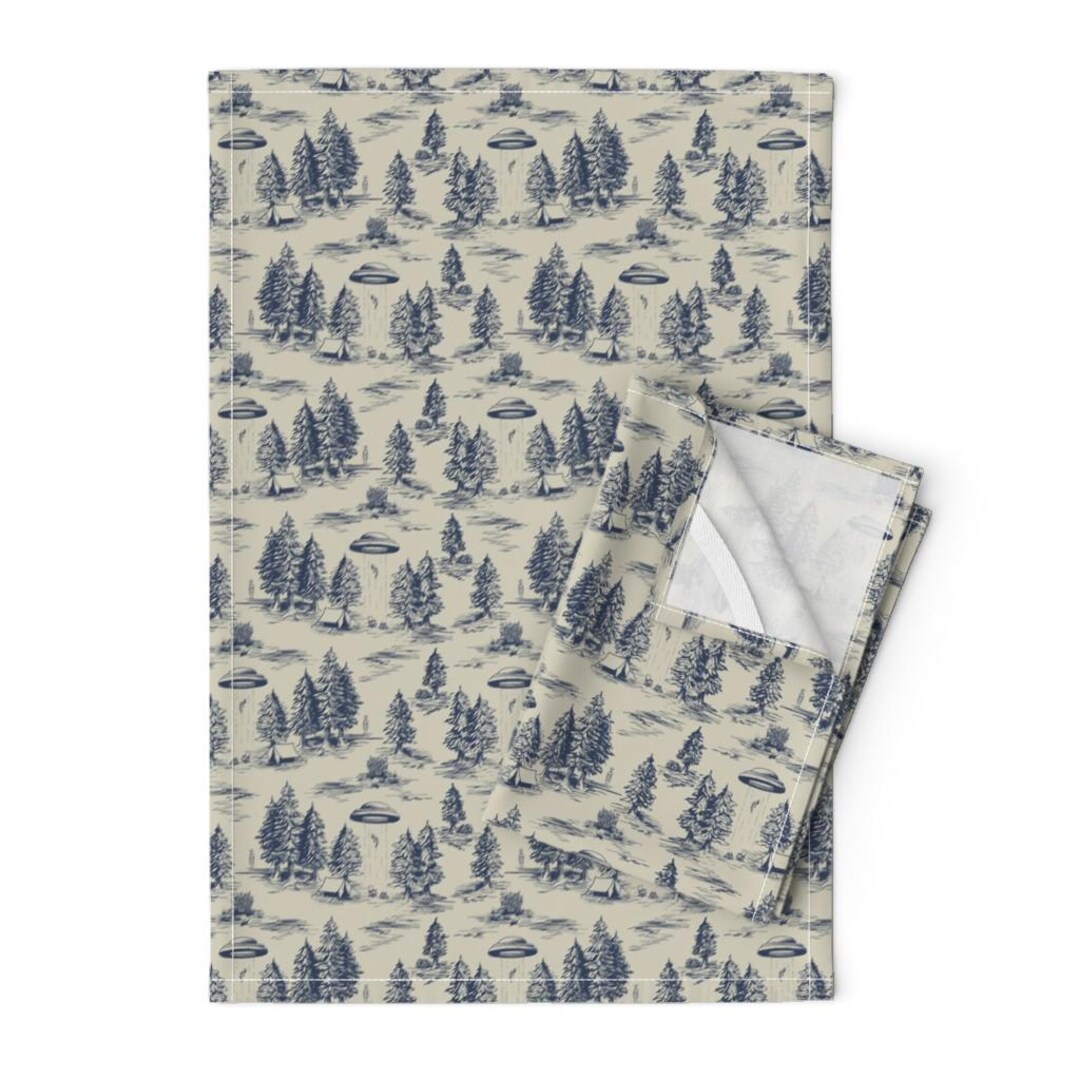 Alien Toile Tea Towels (set of 2) - Alien Abduction Toile by ...