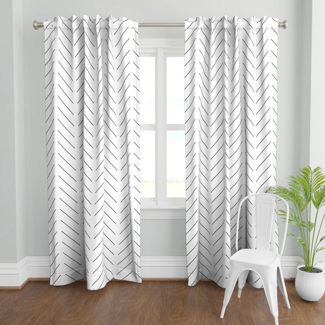 Herringbone Curtain Panel Simple Diagonal Lines by Taraput - Etsy