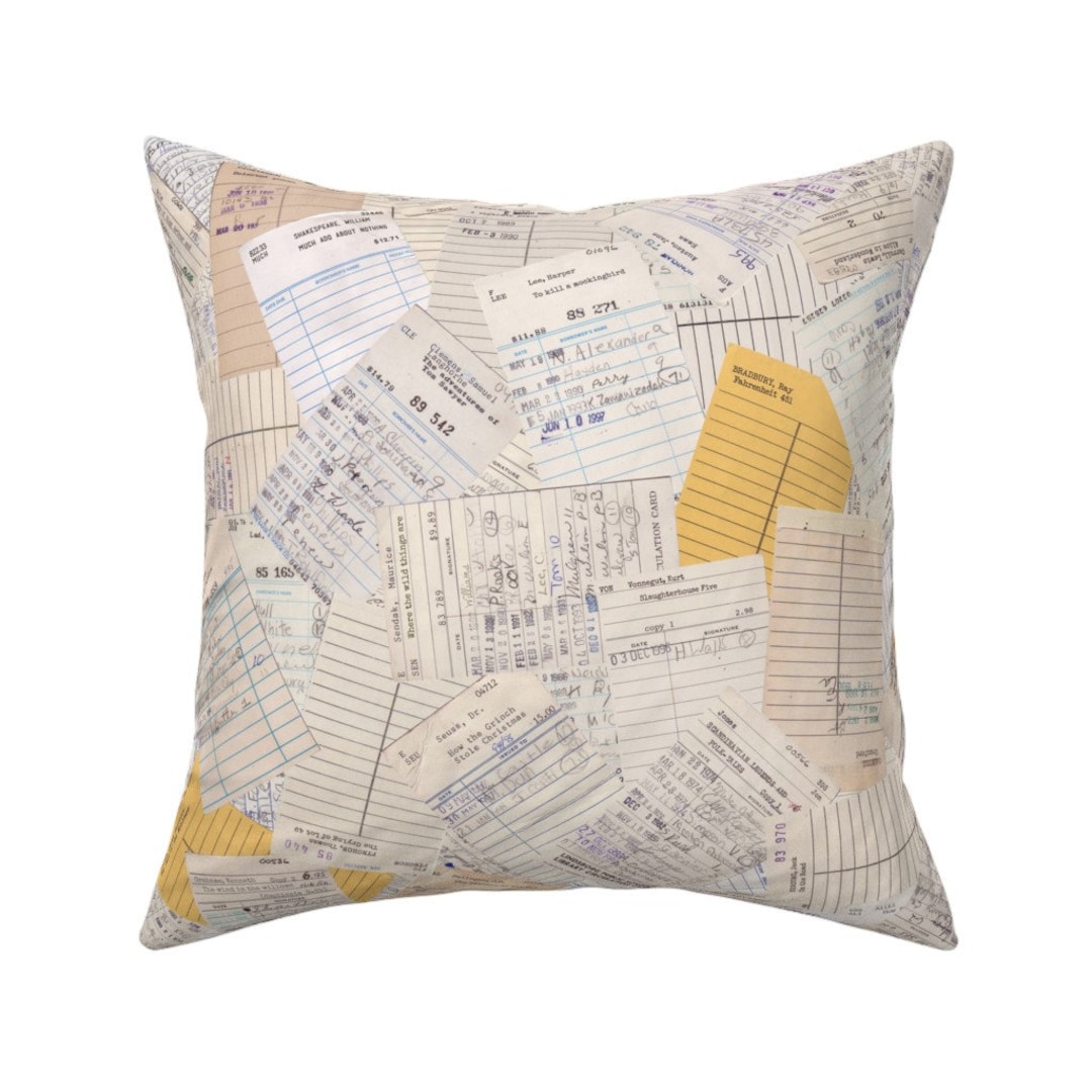 Library Cards Throw Pillow Library Card Scatter by Lellobird - Etsy