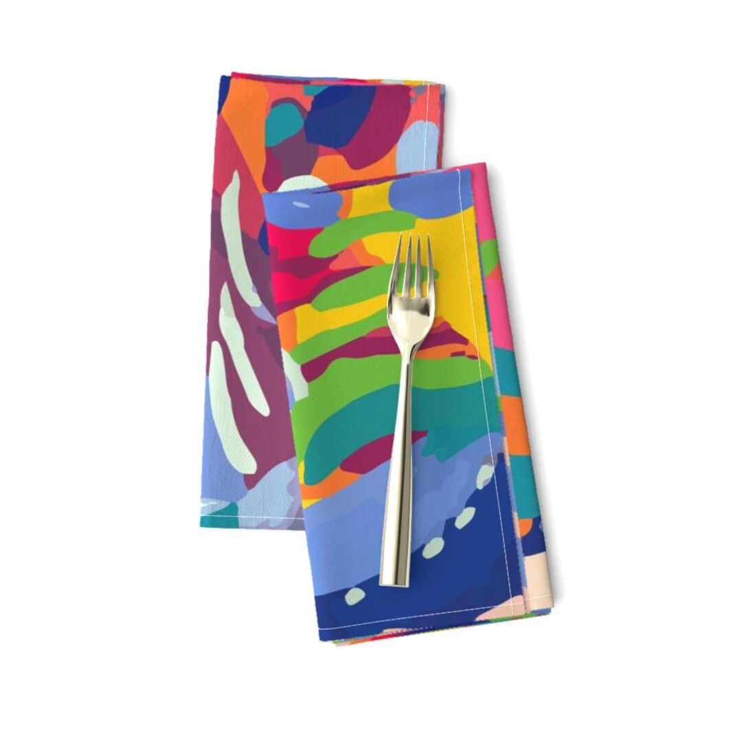 Abstract Dinner Napkins Set of 2 - Hand Painted Colorful Large Scale ...