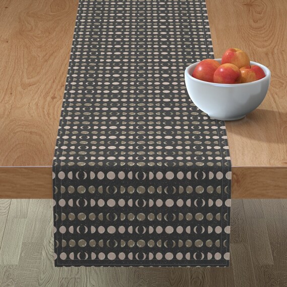 Lunar Table Runner Moon Phase Stripes Charcoal by - Etsy