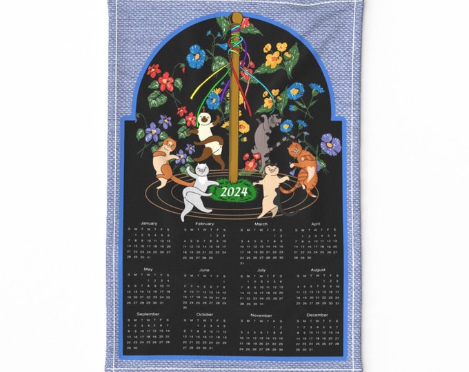 2024 Calendar Screenprinted Cotton Tea Towel Wall Art - Etsy
